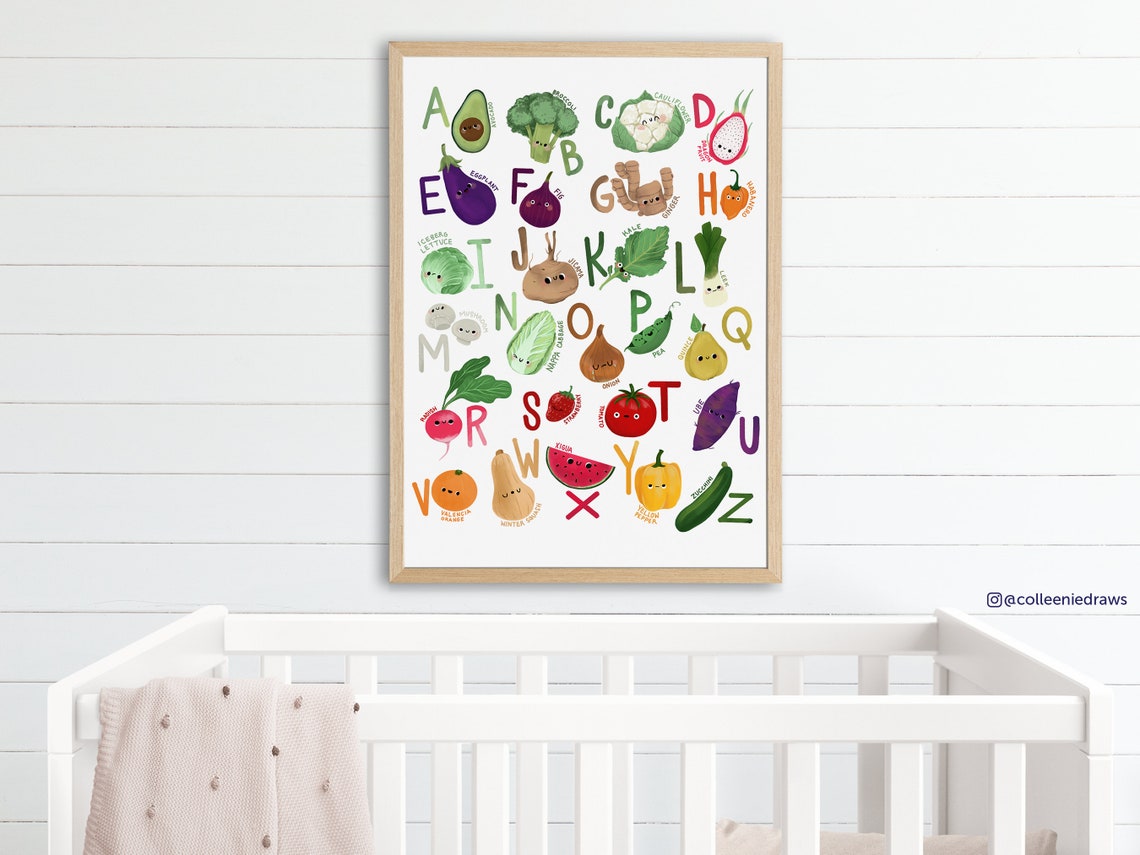 Veggie Alphabet Poster – Kids Playroom Art (digital Download) - Etsy