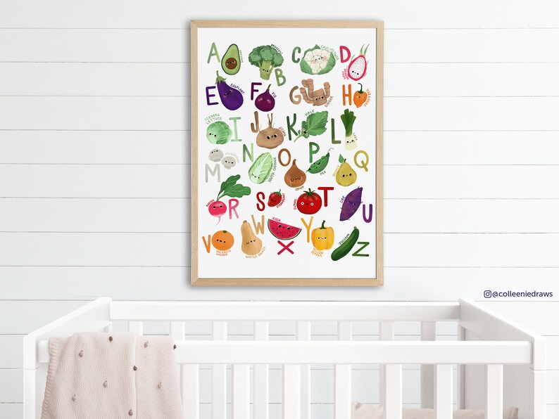 DIGITAL DOWNLOAD - Veggie Alphabet Poster| Kitchen ABC Poster | A-Z ...