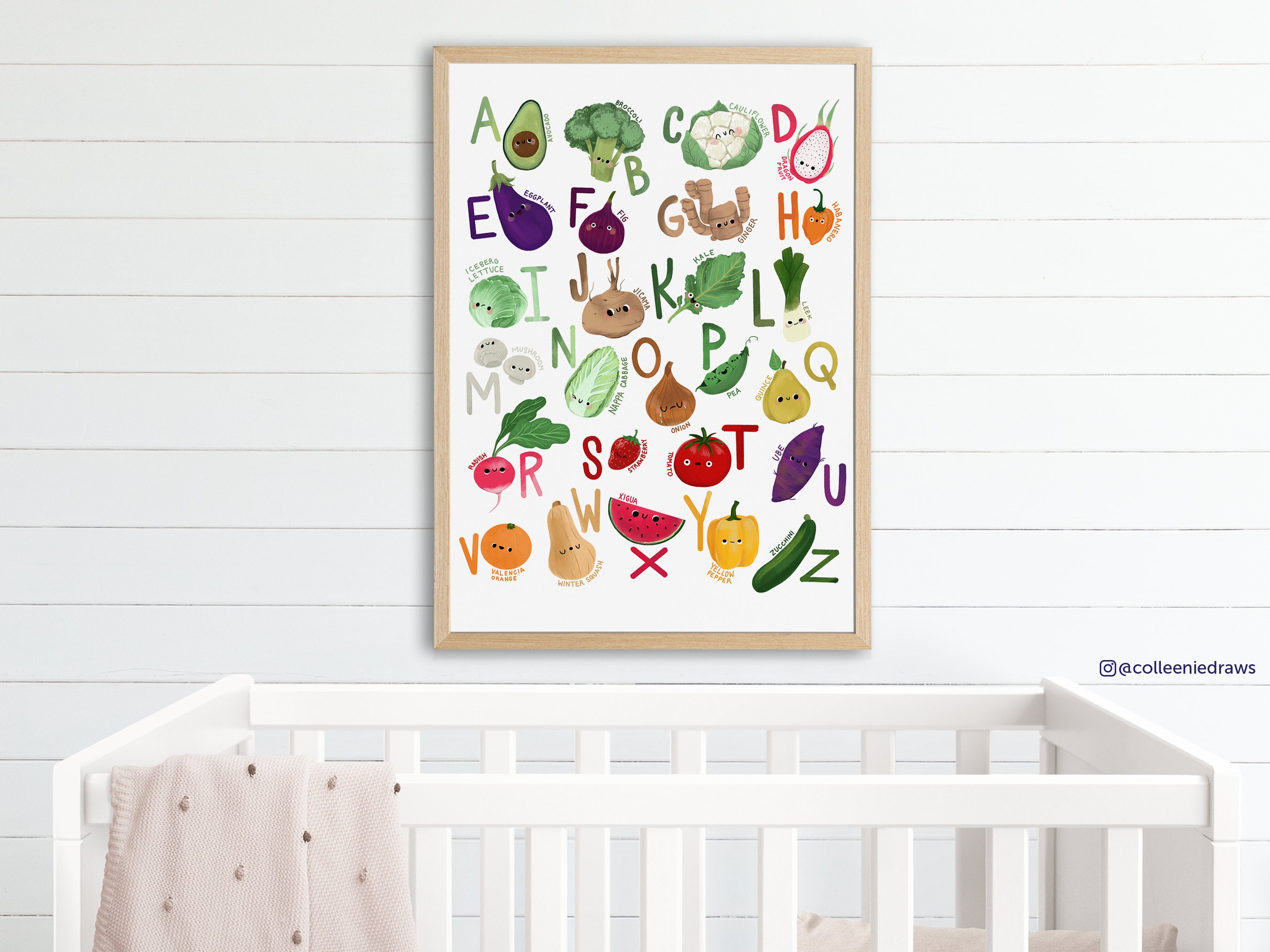DIGITAL DOWNLOAD Veggie Alphabet Poster Kitchen ABC Poster A-Z Food ...