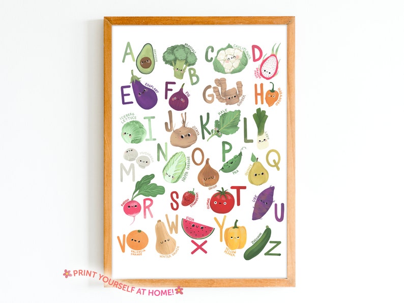 Veggie Alphabet Poster – Kids Playroom Art (digital Download) - Etsy