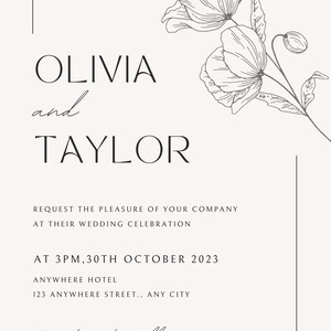 Fine Line Elegant Wedding Invitation - Etsy