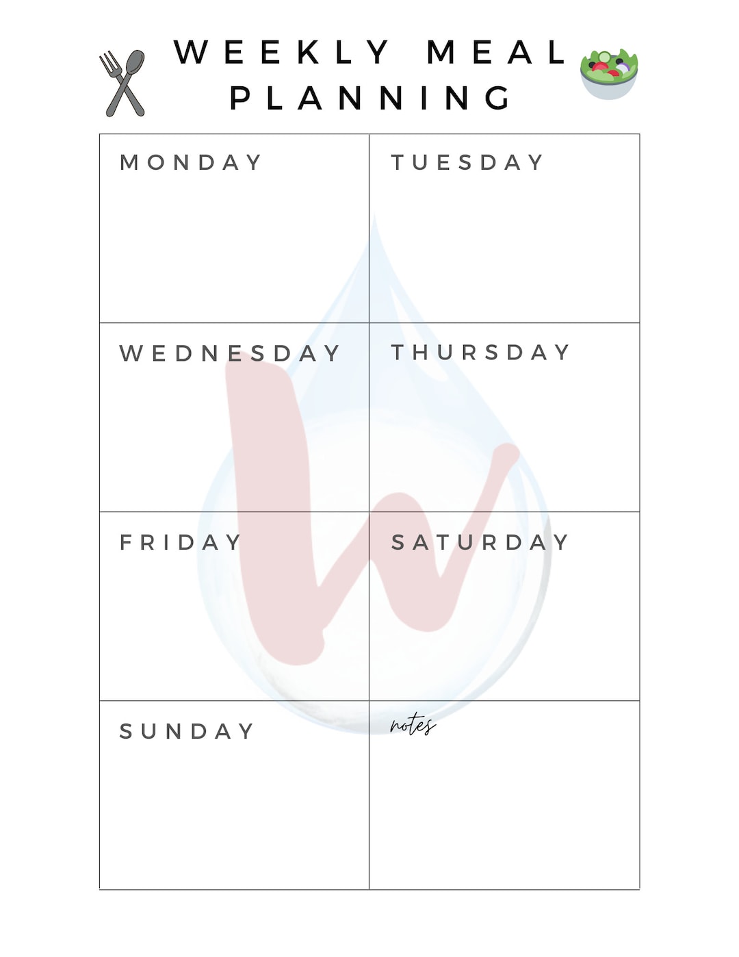 Weekly Meal Planner Printable, Fridge Meal Planner, Daily Planner ...