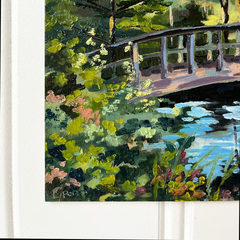 Original Oil Painting, Ellison Park Bridge, Oil Paint on Wood Board ...