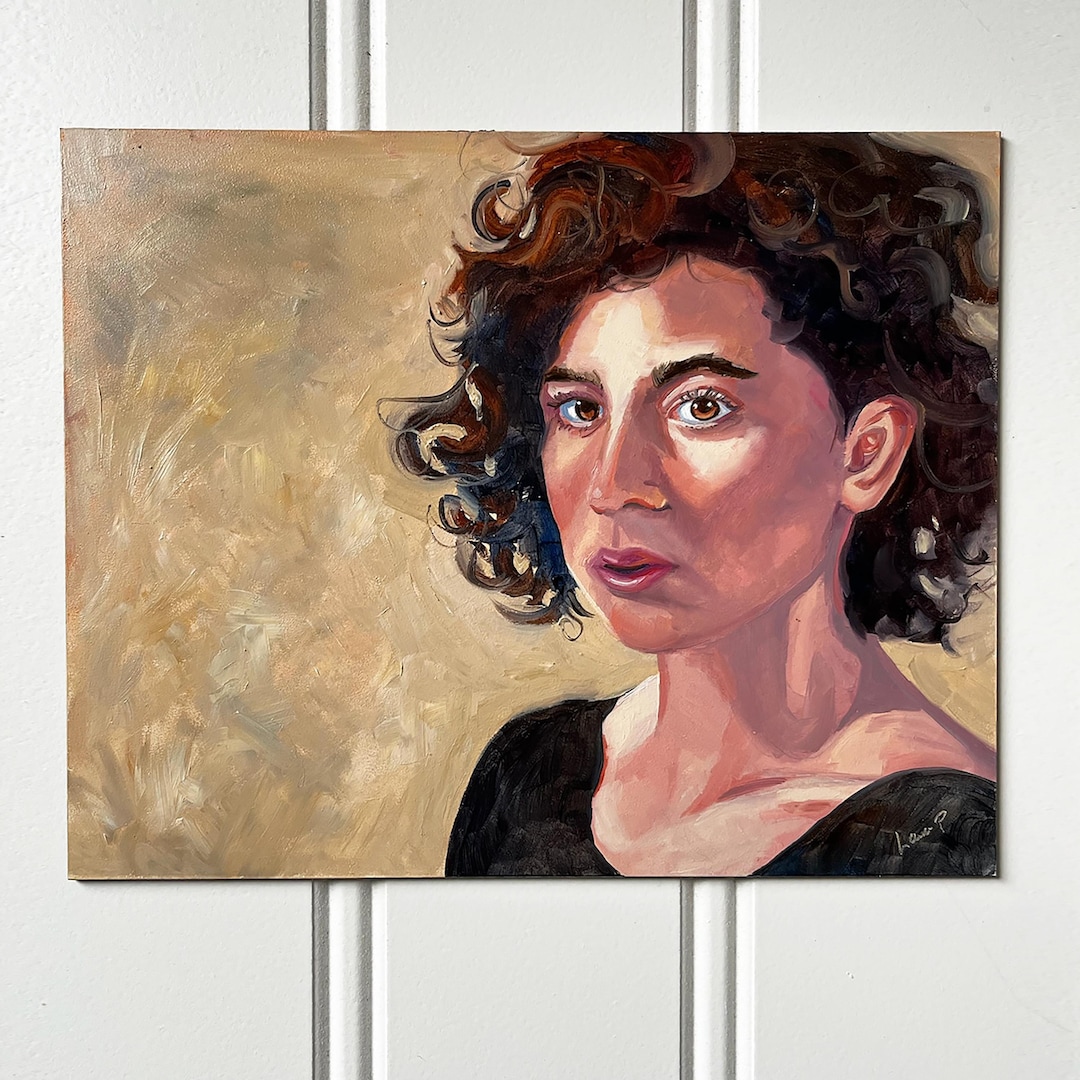 Original Oil Painting: Curly Hair Portrait on Wood Panel, 8x10 Signed ...
