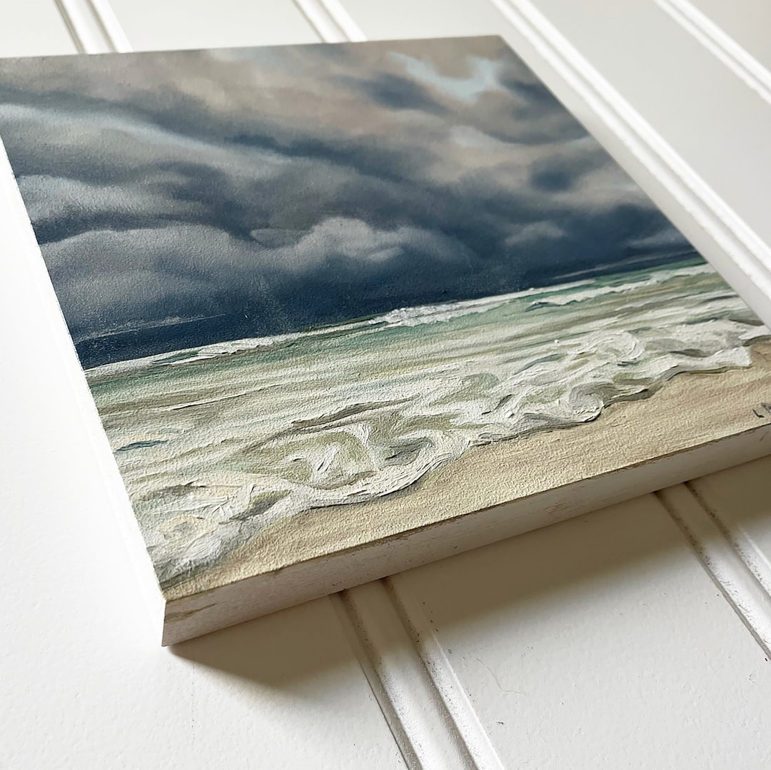 Original Oil Painting, Outer Banks Beach Waves, Oil Paint on Wood, 8x8 ...