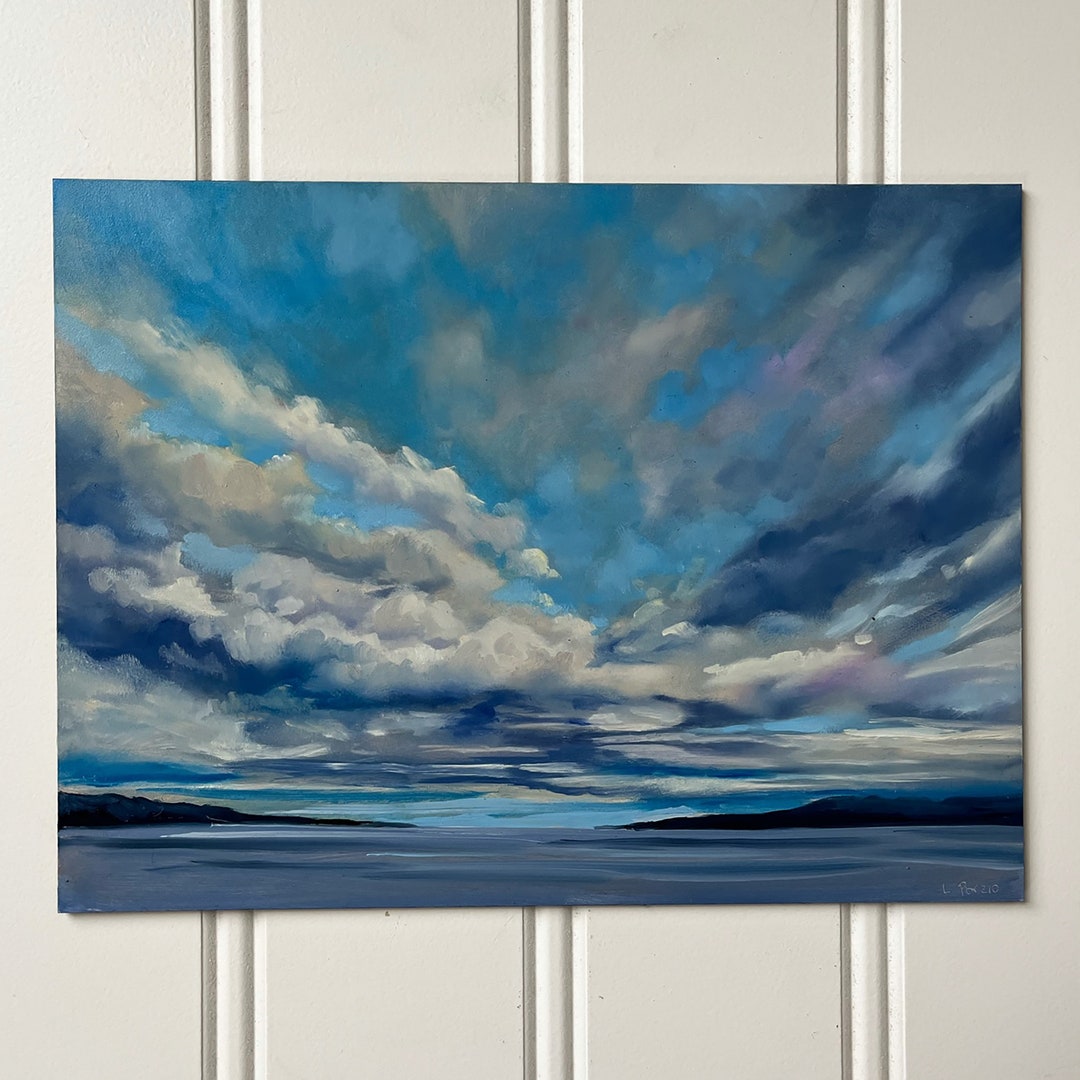 Original Oil Painting, Blue Purple Skies, Oil Paint on Wood Board, 9x12 ...