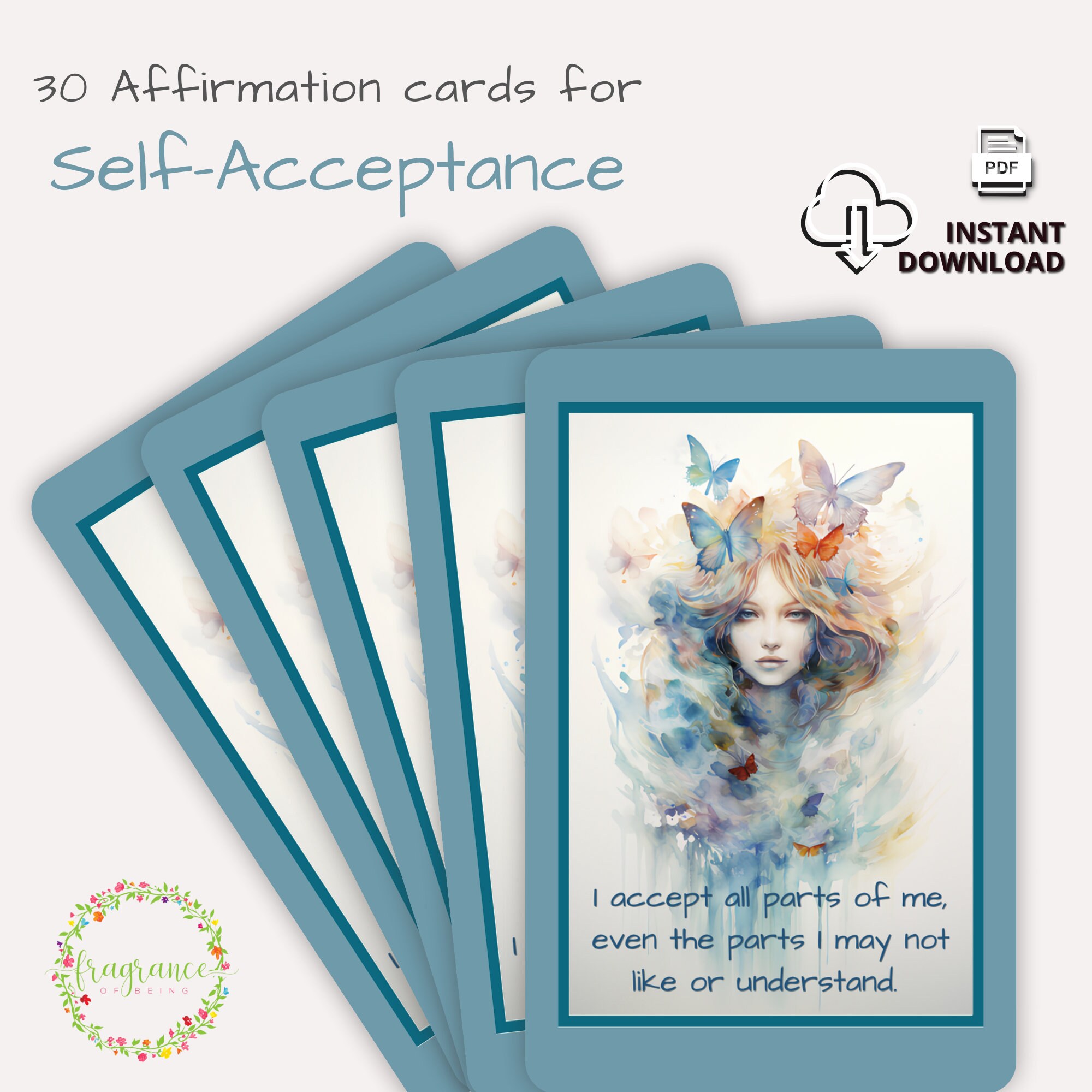 30 Affirmation Cards for Self-acceptance & Ebook Guide on Using ...