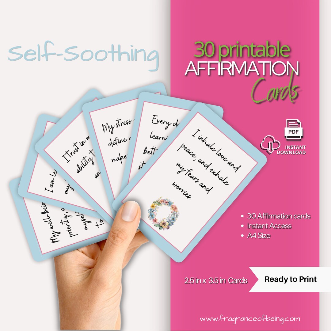 30 Affirmation Cards for Self-soothing & Ebook Guide on Using ...