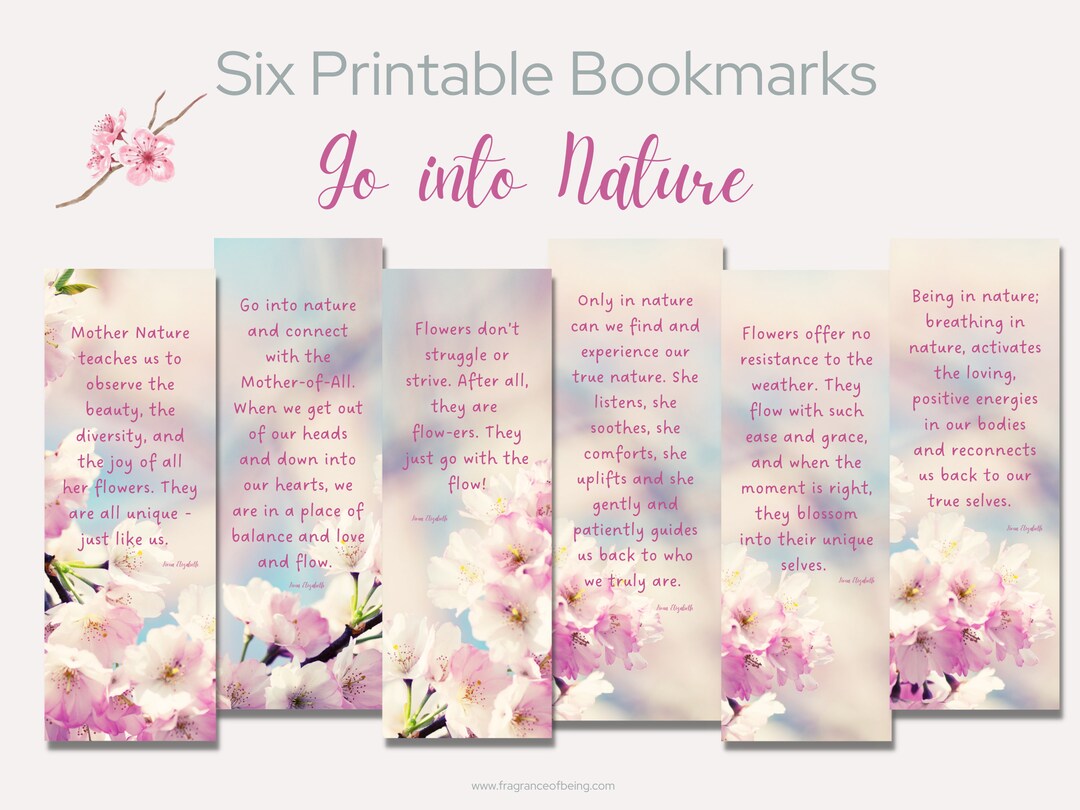 Go Into Nature Bookmarks, Printable Bookmarks, Inspirational Bookmarks ...