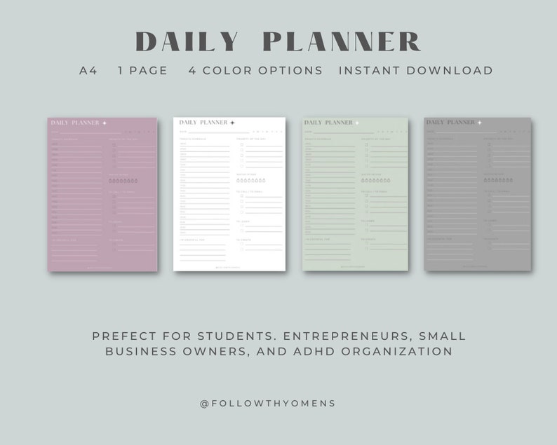 Printable Personal Daily Planner, Work From Home Planner, Productivity ...