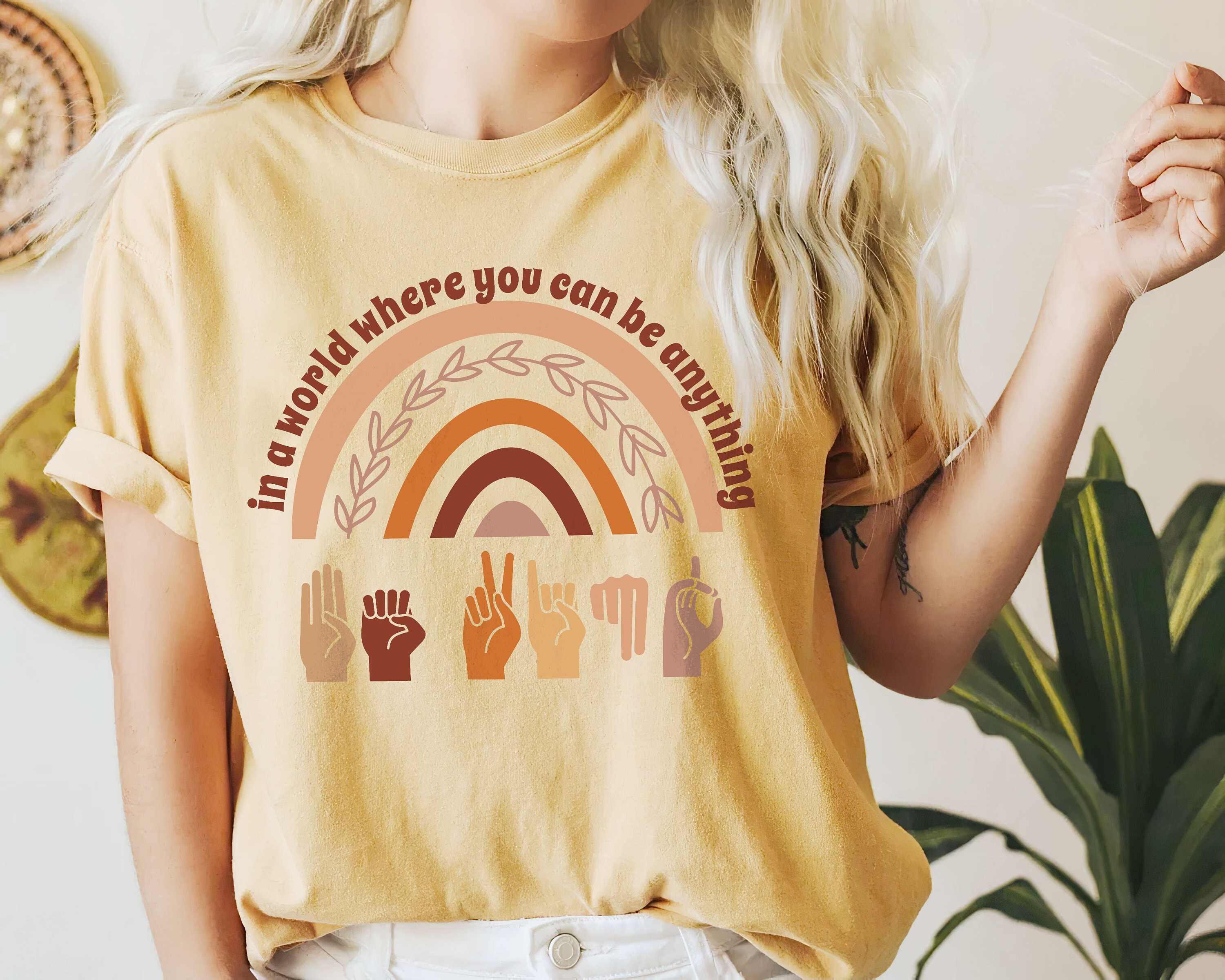 Boho Asl Shirt in a World Where You Can Be Anything Asl Shirt, Be Kind ...