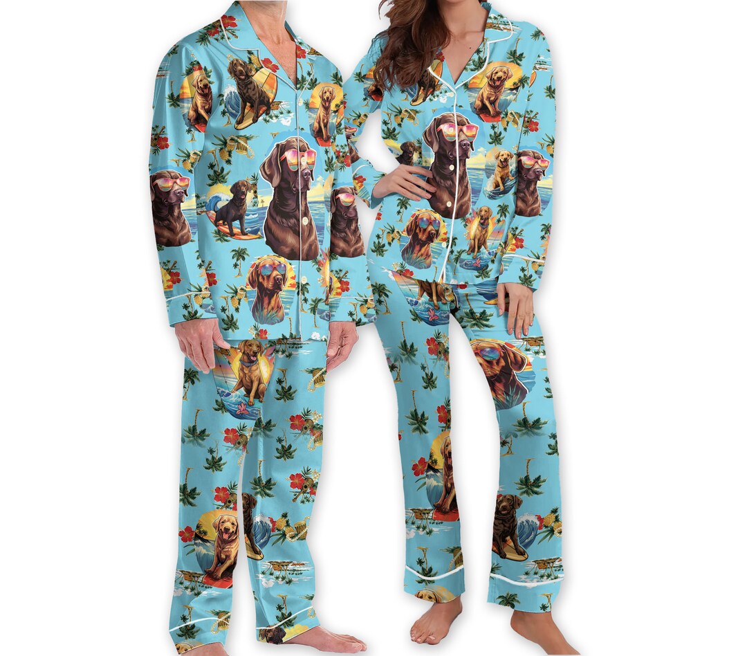 Tropical Palm Leaf Labrador Dog Pajamas, Beach Labrador Retriever ...