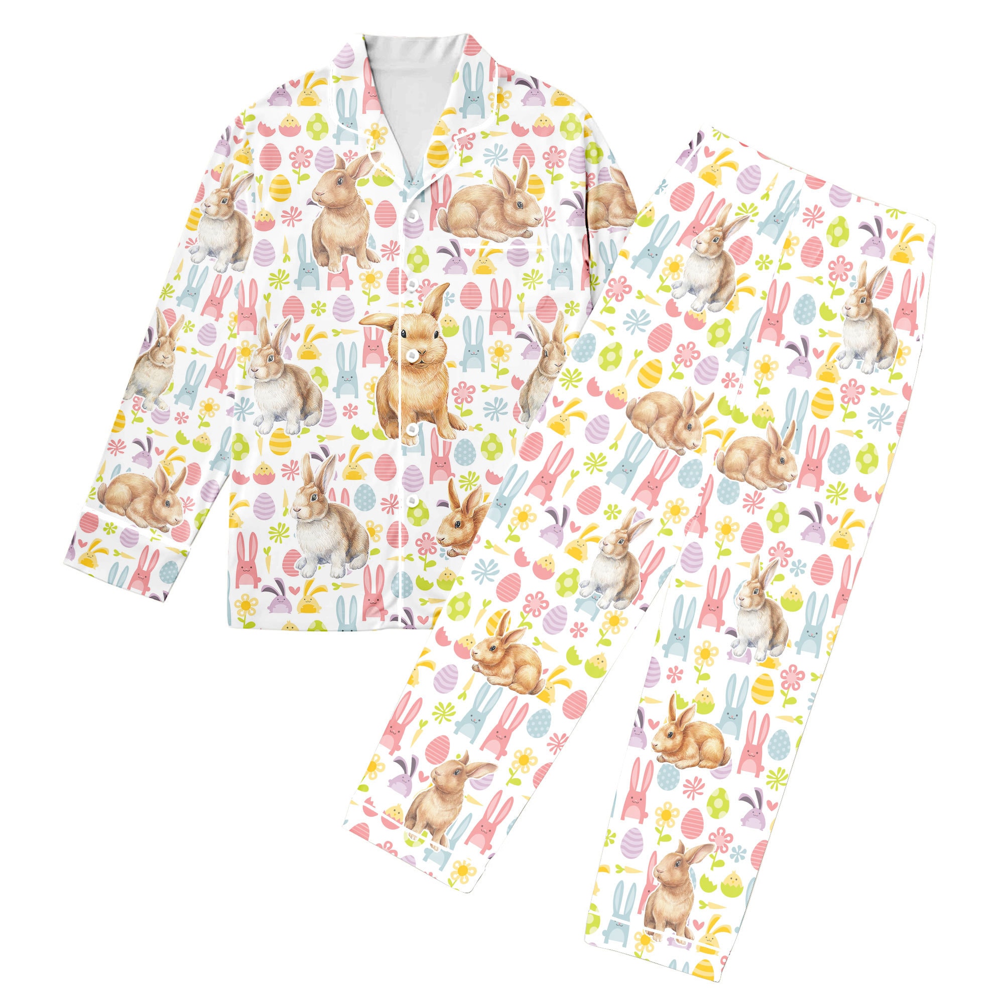 Cute Rabbit Hawaiian Pajamas, Animal Lover Aloha Pajama Set Women ...