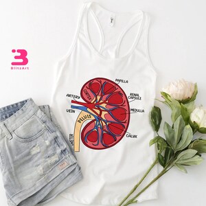 Kidney Anatomy Shirt, Kidney Disease Awareness Tshirt, Transplant Gift ...