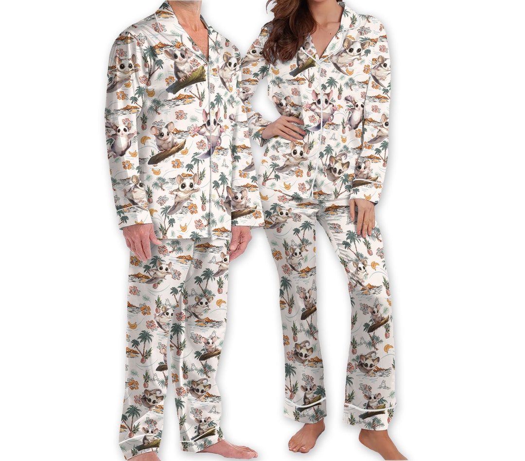 Tropical Sugar Glider Pajamas Animal Matching Pajamas Set, Sugar Glider ...