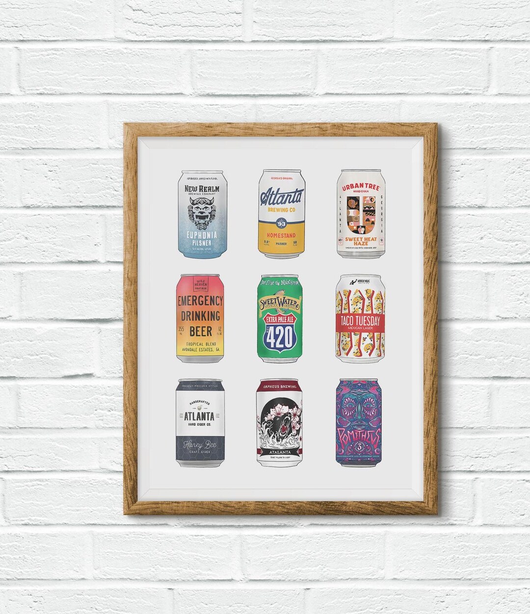 Atlanta Craft Beer Poster Collection, Vintage Style Wall Art, Home Bar ...