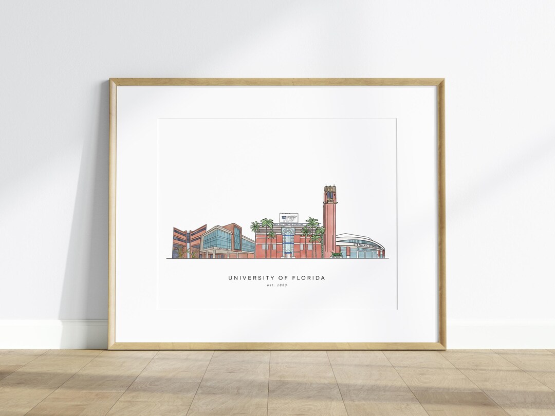 University of Florida Art Print, Wall Art, College Dorm Art, Florida ...