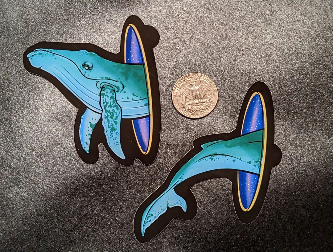 PORTAL WHALE Vinyl Sticker Humpback Magical Whale Breaching Across Two ...