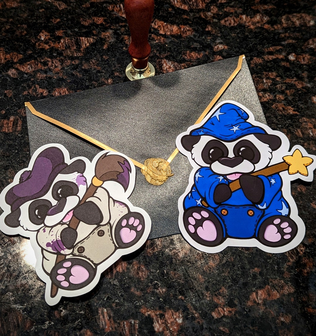 PANDAS IN COSTUME Vinyl Sticker Wearing Onesie Pajamas Wizard Dragon ...