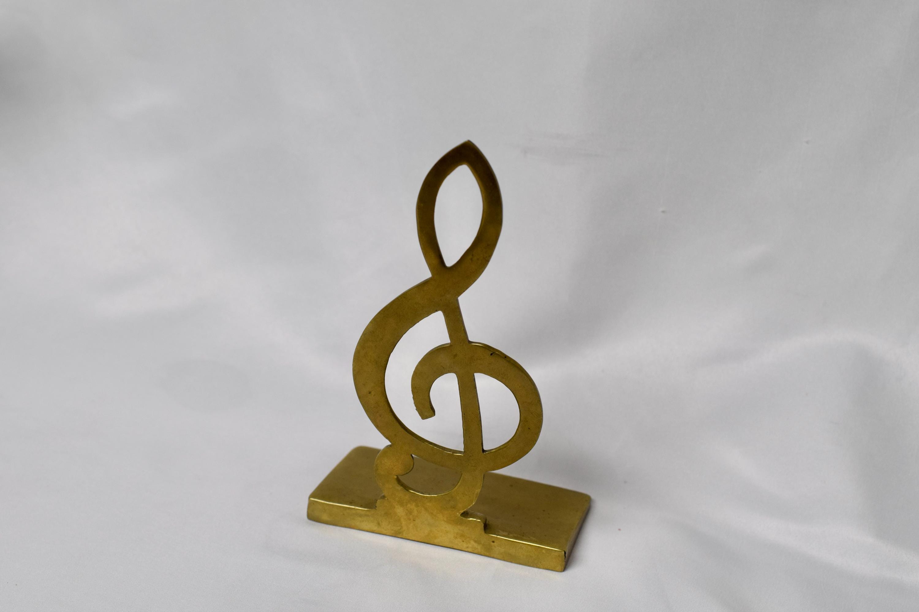 Vintage Brass Treble Clef Bookend | Musical Symbol Decor - Etsy
