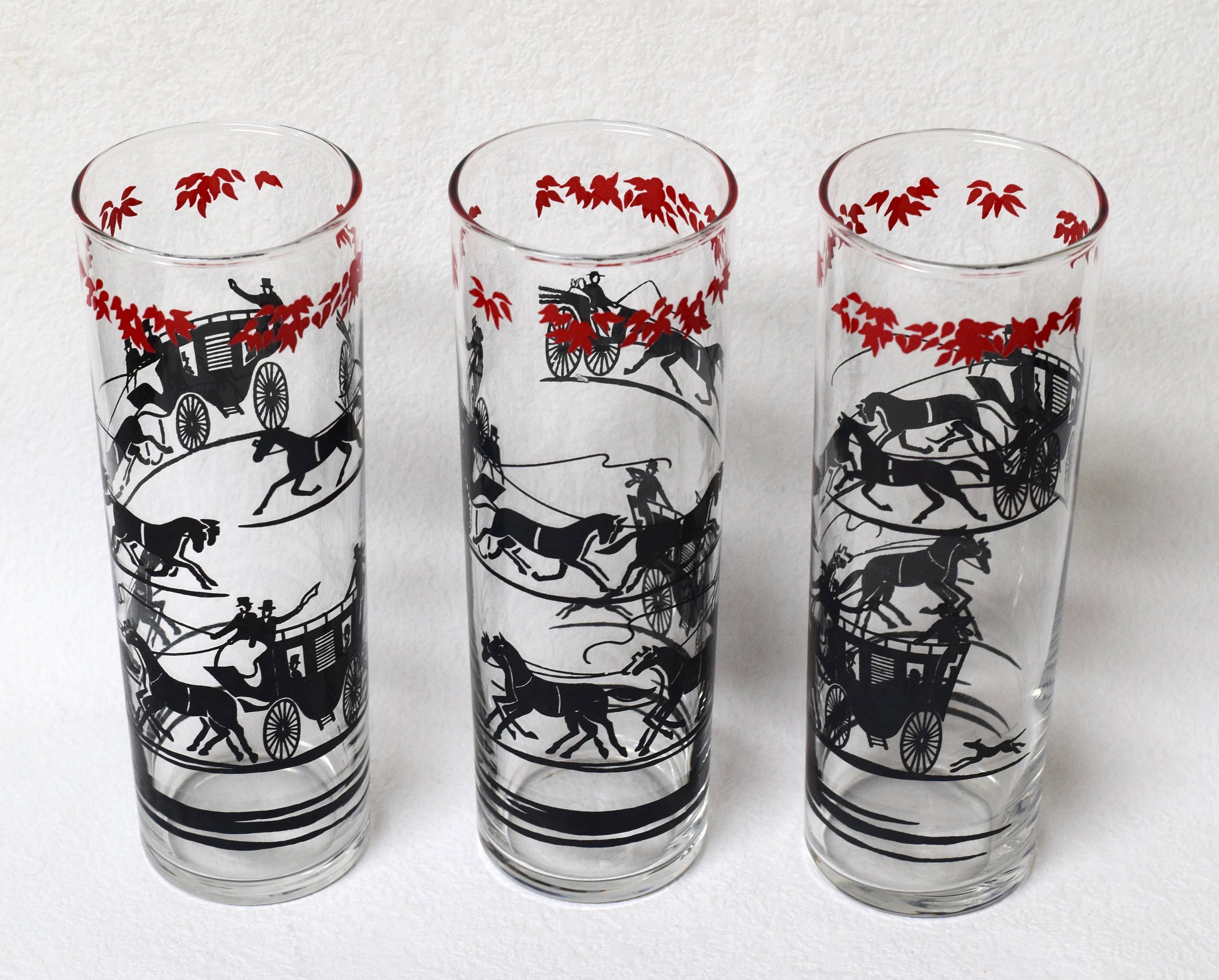 Vintage Libbey Horse Glasses Stage Coach and Horse Glasses - Etsy