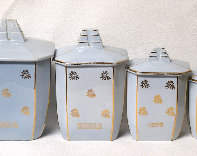 Art Deco Canister Set French Canister Set Made in France Kitchen ... Art Deco Canister Set French Canister Set Made in France Kitchen ...