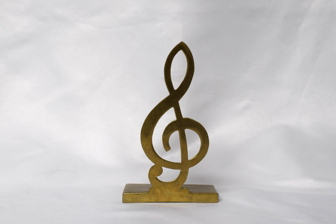 Vintage Brass Treble Clef Bookend | Musical Symbol Decor - Etsy