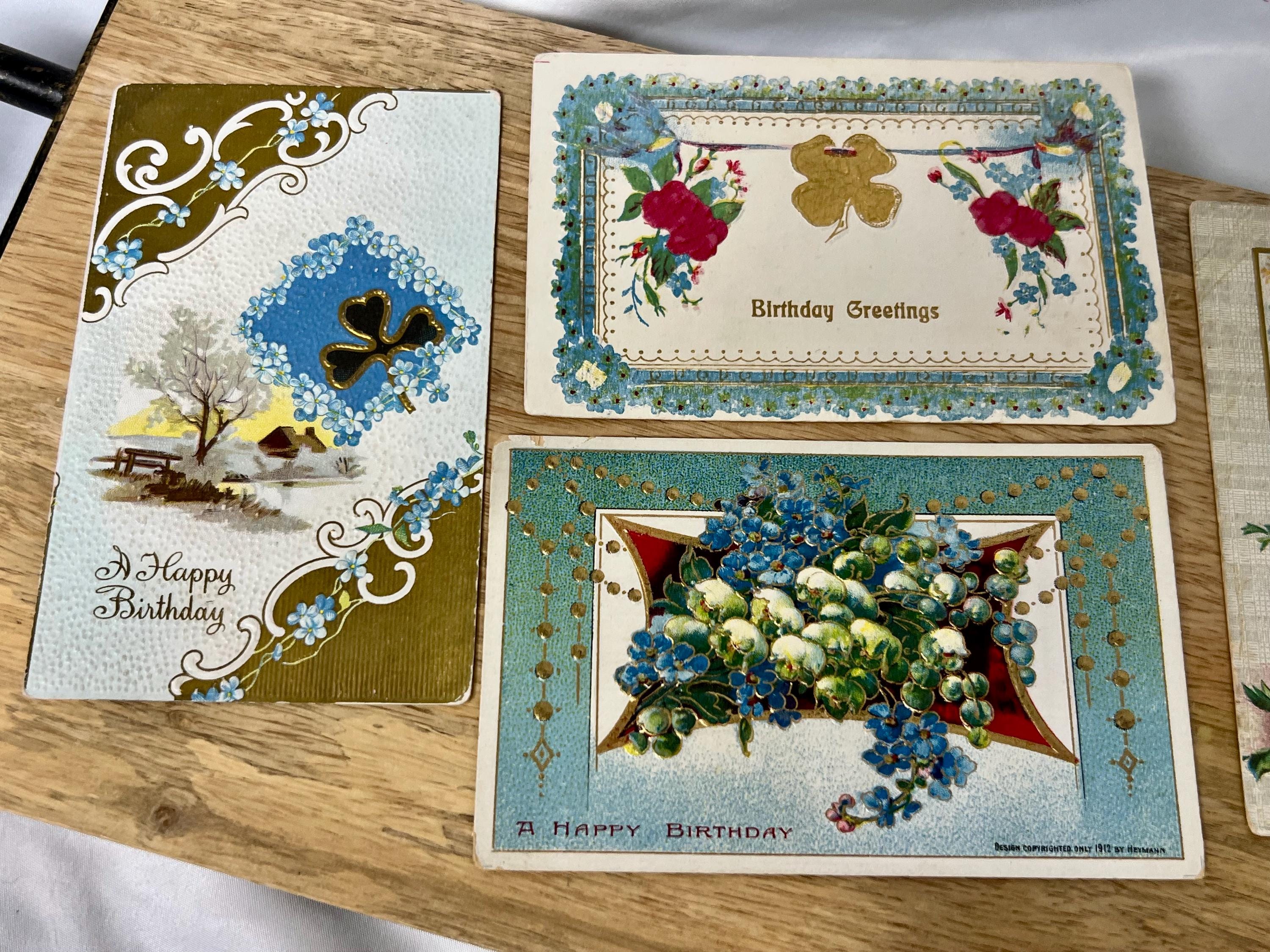 Vintage Birthday Postcards Set: Early 1900s Embossed Floral Ephemera - Etsy