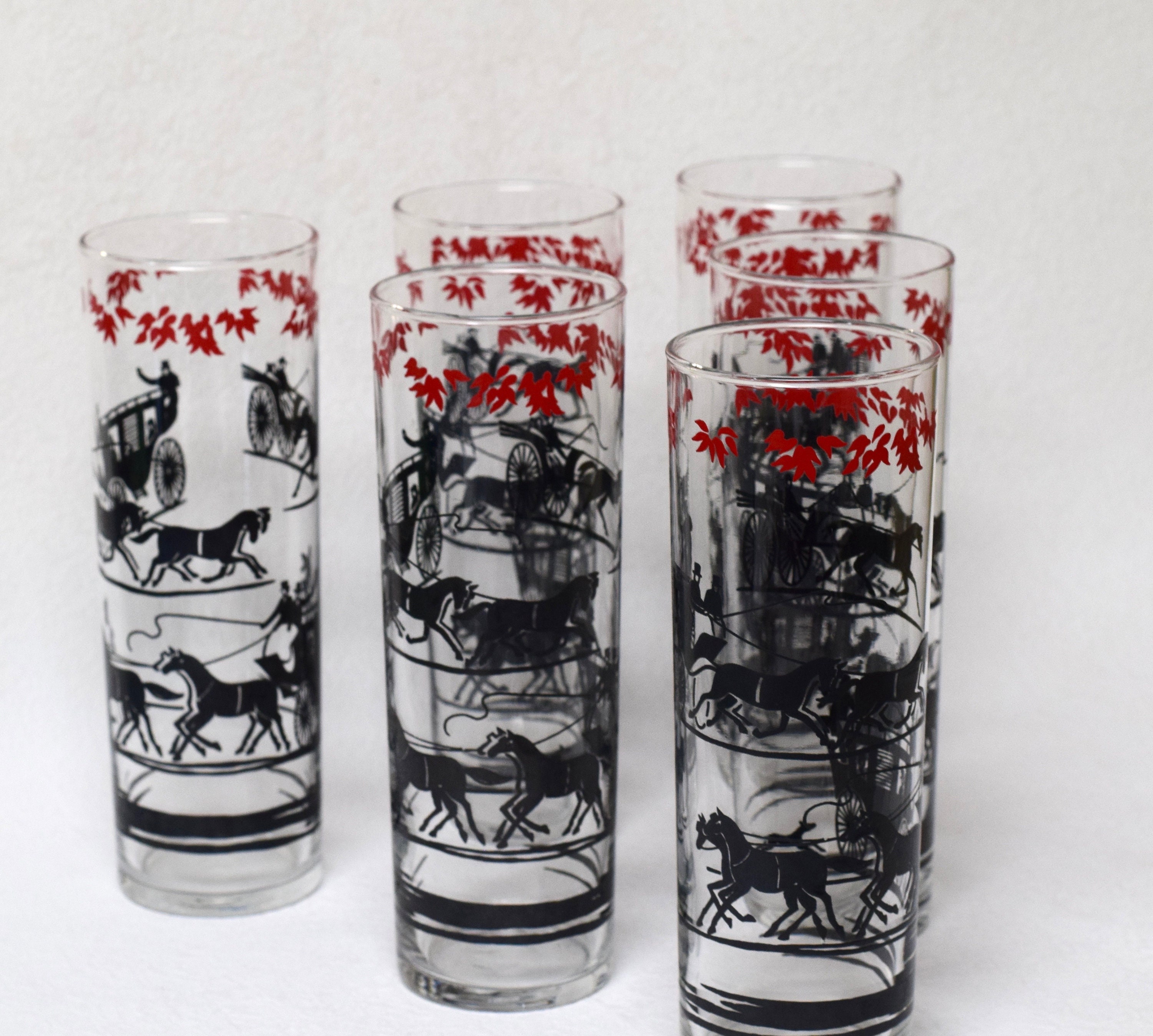 Vintage Libbey Horse Glasses Stage Coach and Horse Glasses - Etsy