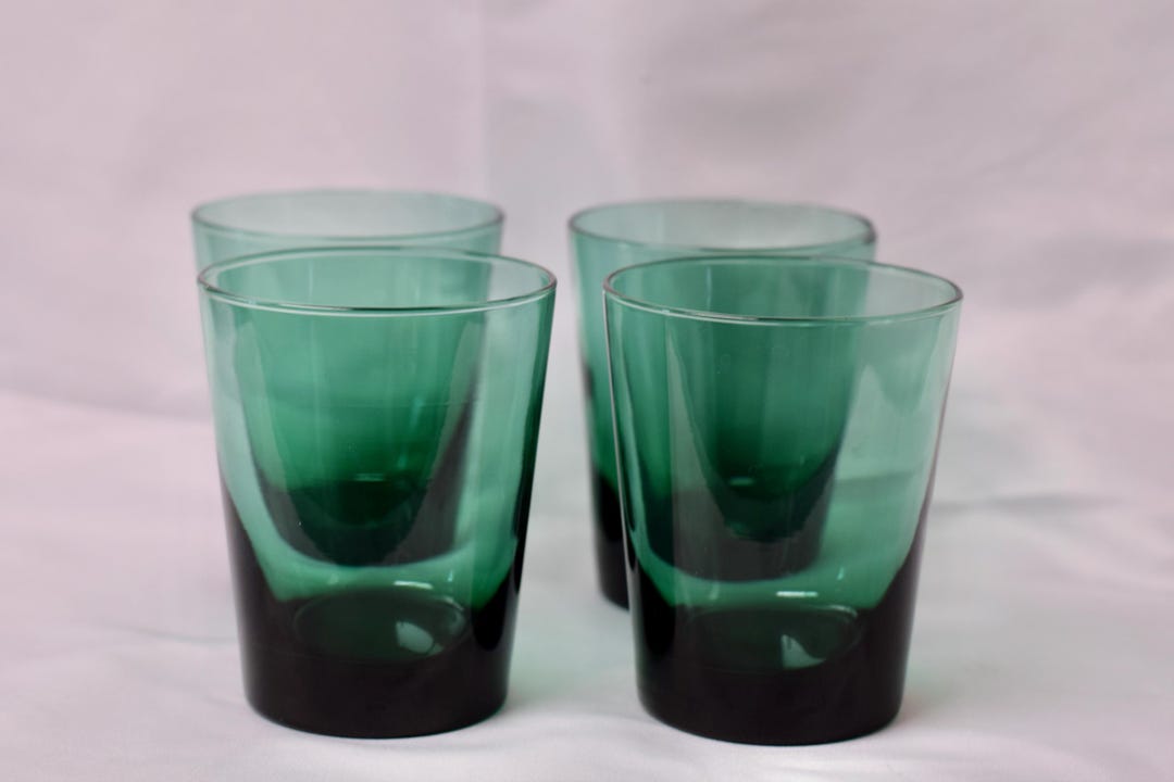 Set of 4 Vintage Green Ombre Glasses | Emerald Fade Tumblers - Etsy