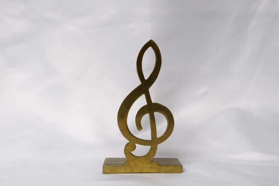 Vintage Brass Treble Clef Bookend | Musical Symbol Decor - Etsy