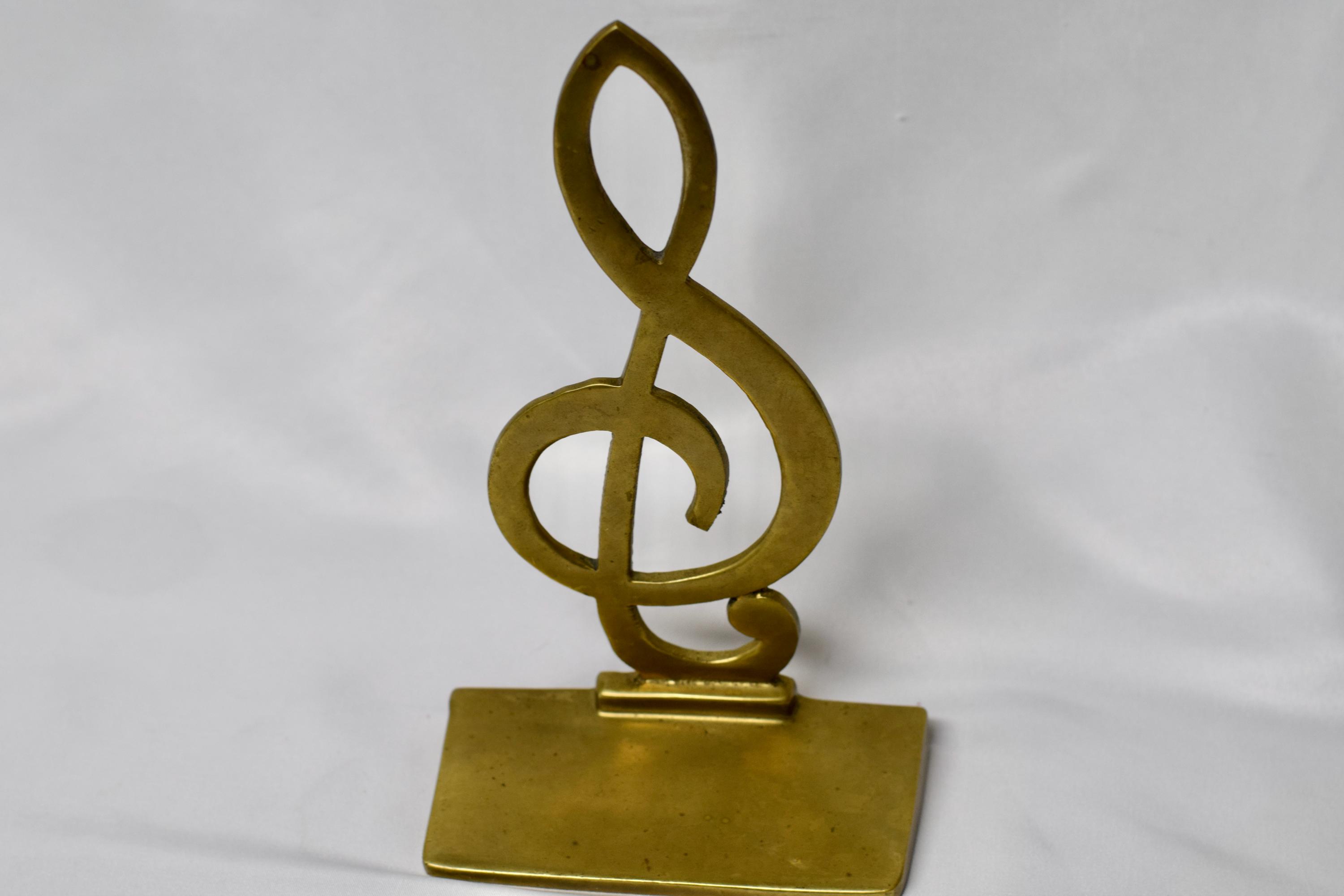 Vintage Brass Treble Clef Bookend | Musical Symbol Decor - Etsy