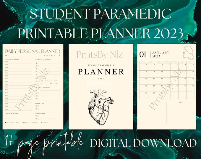 Student Paramedic Printable Planner (A4 Size) 2023, Organisational Planner for Student ...