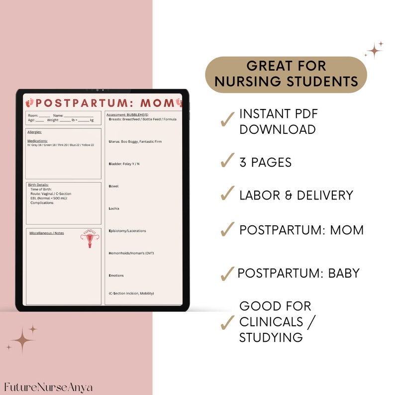 Nursing OB Clinical Sheet PDF Digital Download - Etsy