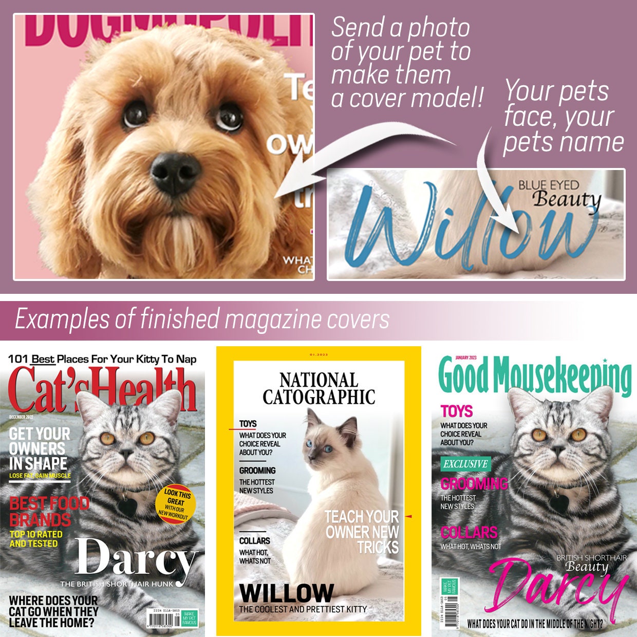 TOTALLY Personalized Dog / Cat / Pet Prints Magazine Covers - Etsy