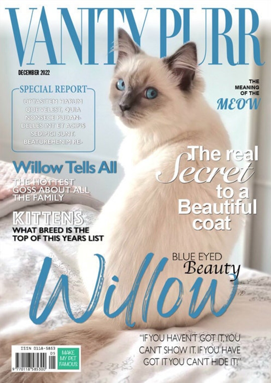FULLY Personalized Dog / Cat / Pet Prints | Magazine Covers | Portraits ...