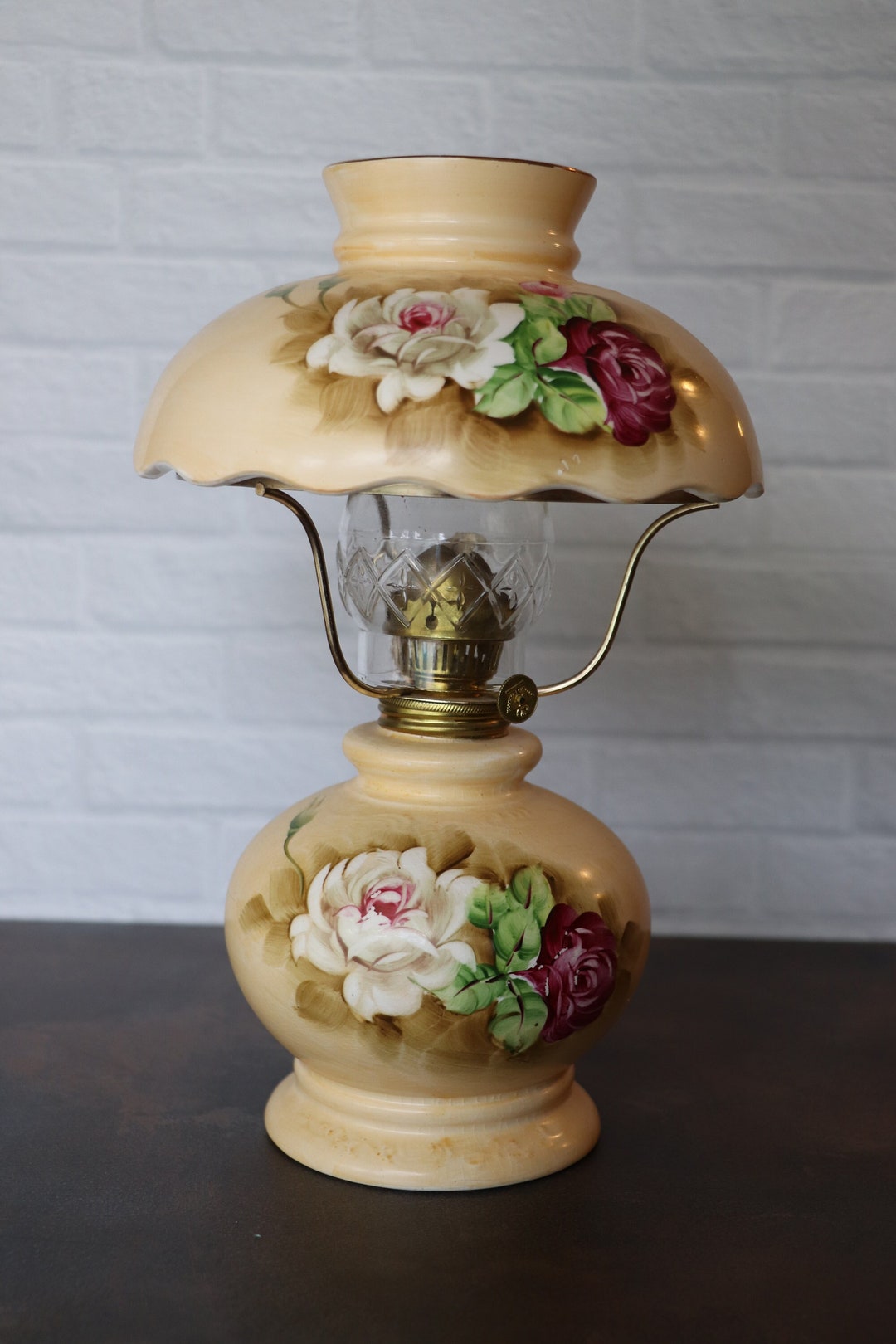 Lefton Heritage Brown Roses Rare Oil Lamp in Excellent Condition - Etsy