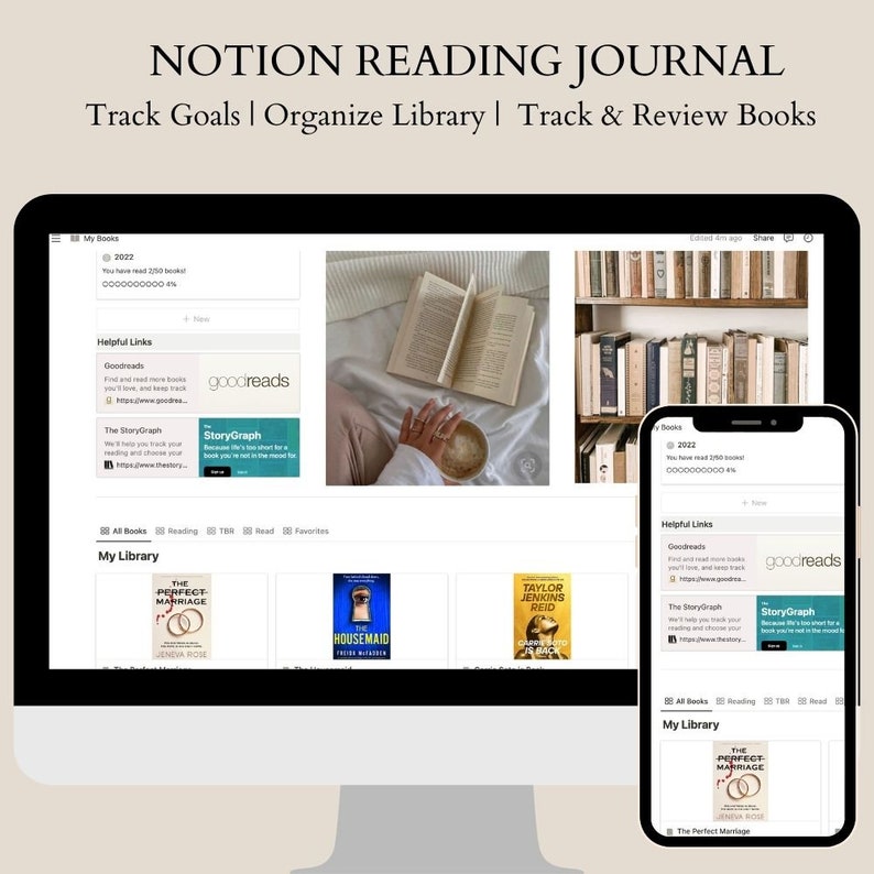 Notion Reading Journal Template Book Tracker, Book Review, Reading Log, Reading Tracker, Reading ...
