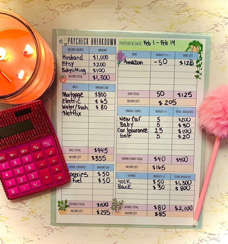 PDF Digital Paycheck Breakdown-digital Finance Planner-digital ...