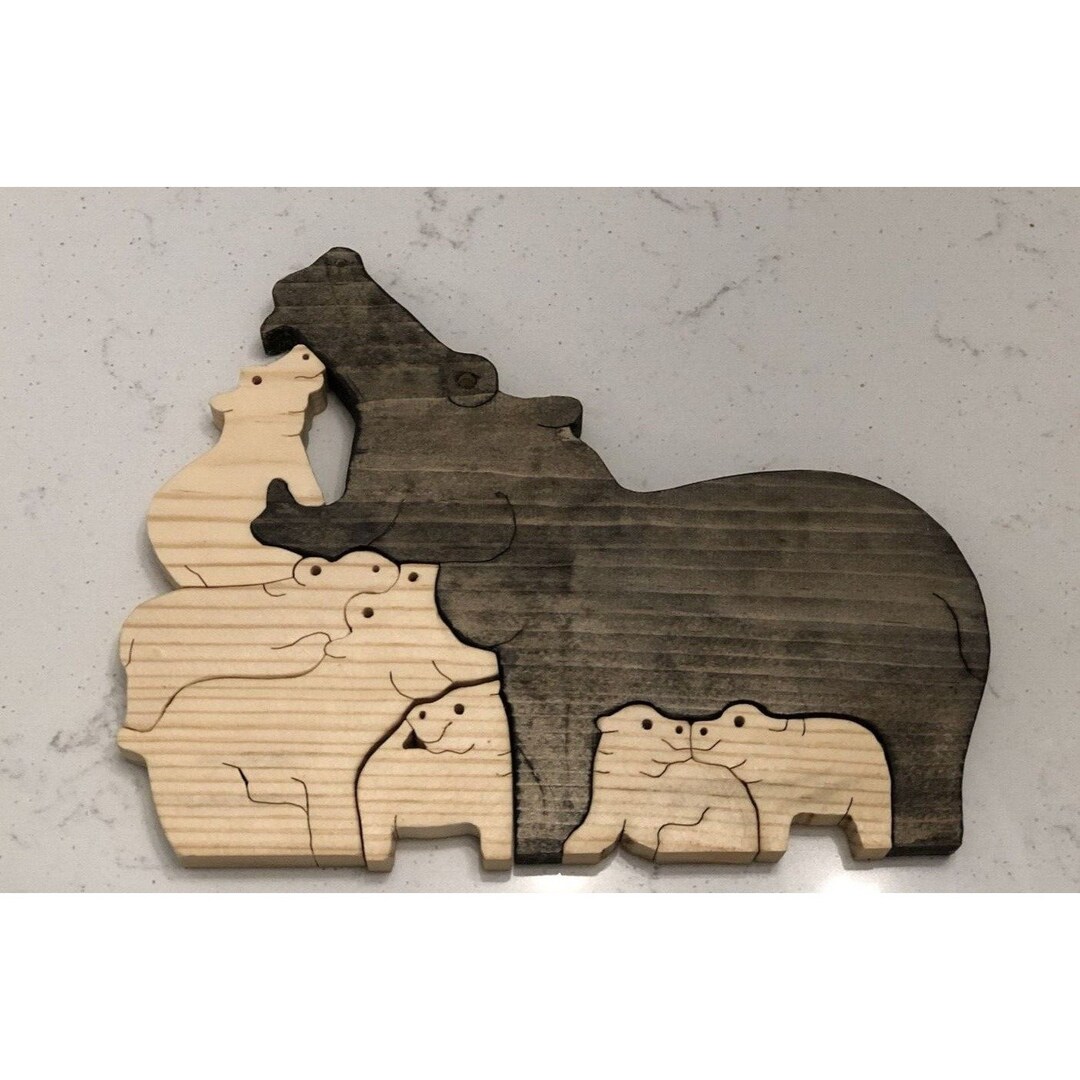 Handmade Hippopotamus Hippo Stacking Wood Puzzle Art Sculpture - Etsy