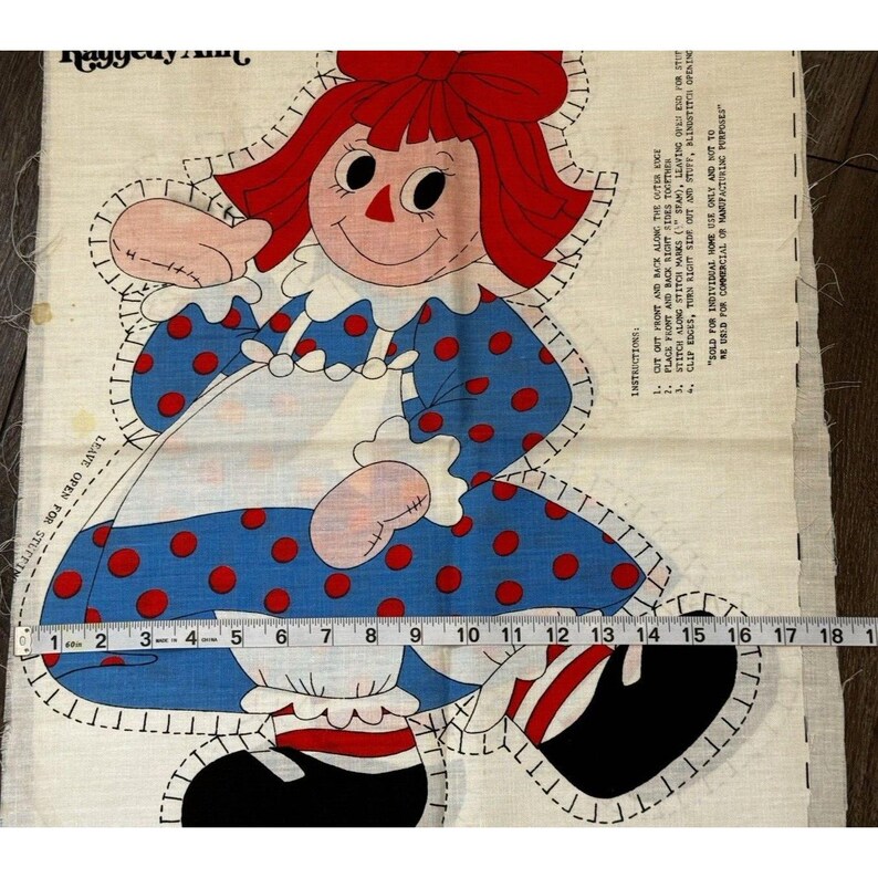 Vintage 70s Raggedy Ann Fabric Panel Cut and Stitch Doll Pillow 1978 ...