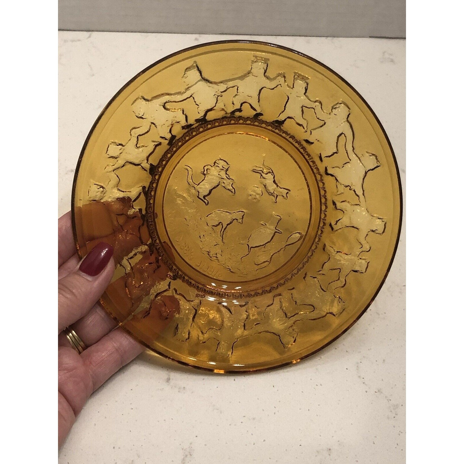 Vintage Indiana Glass Tiara Amber Collector's Plate Hey Diddle Diddle ...