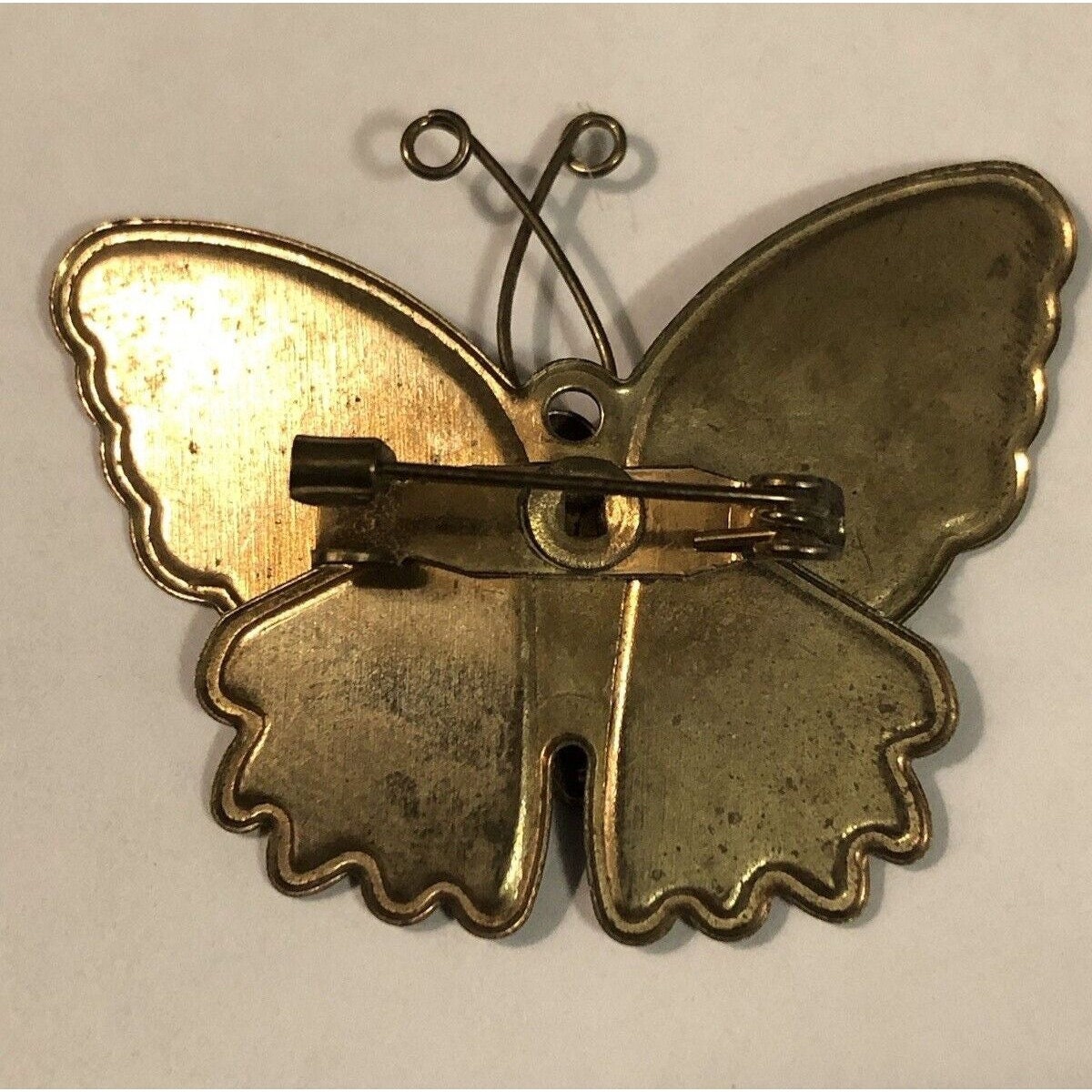 Glitter Enamel Articulated Riveted Butterfly Brooch Pin Womens Gold ...