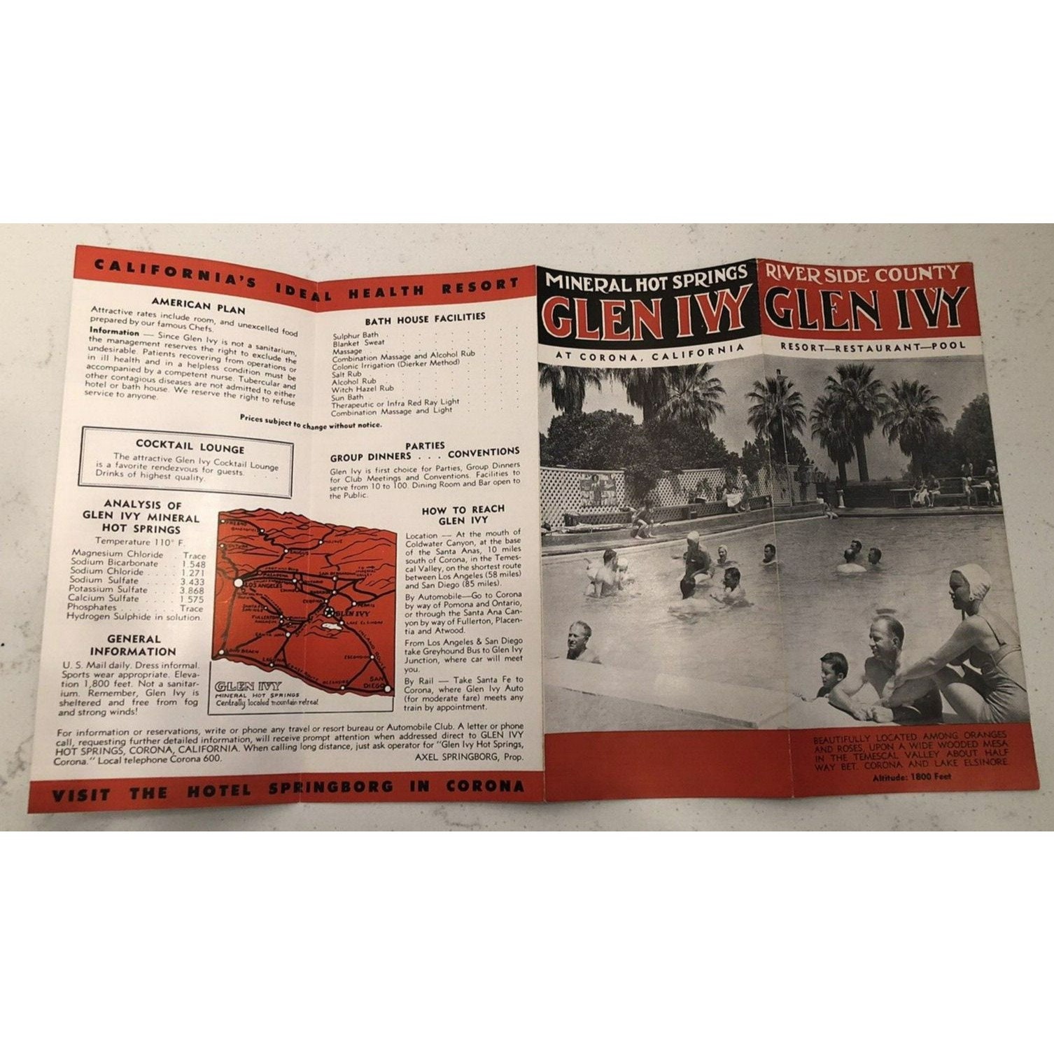 Vintage Glen Ivy Hot Mineral Springs Spa Corona California Brochure ...