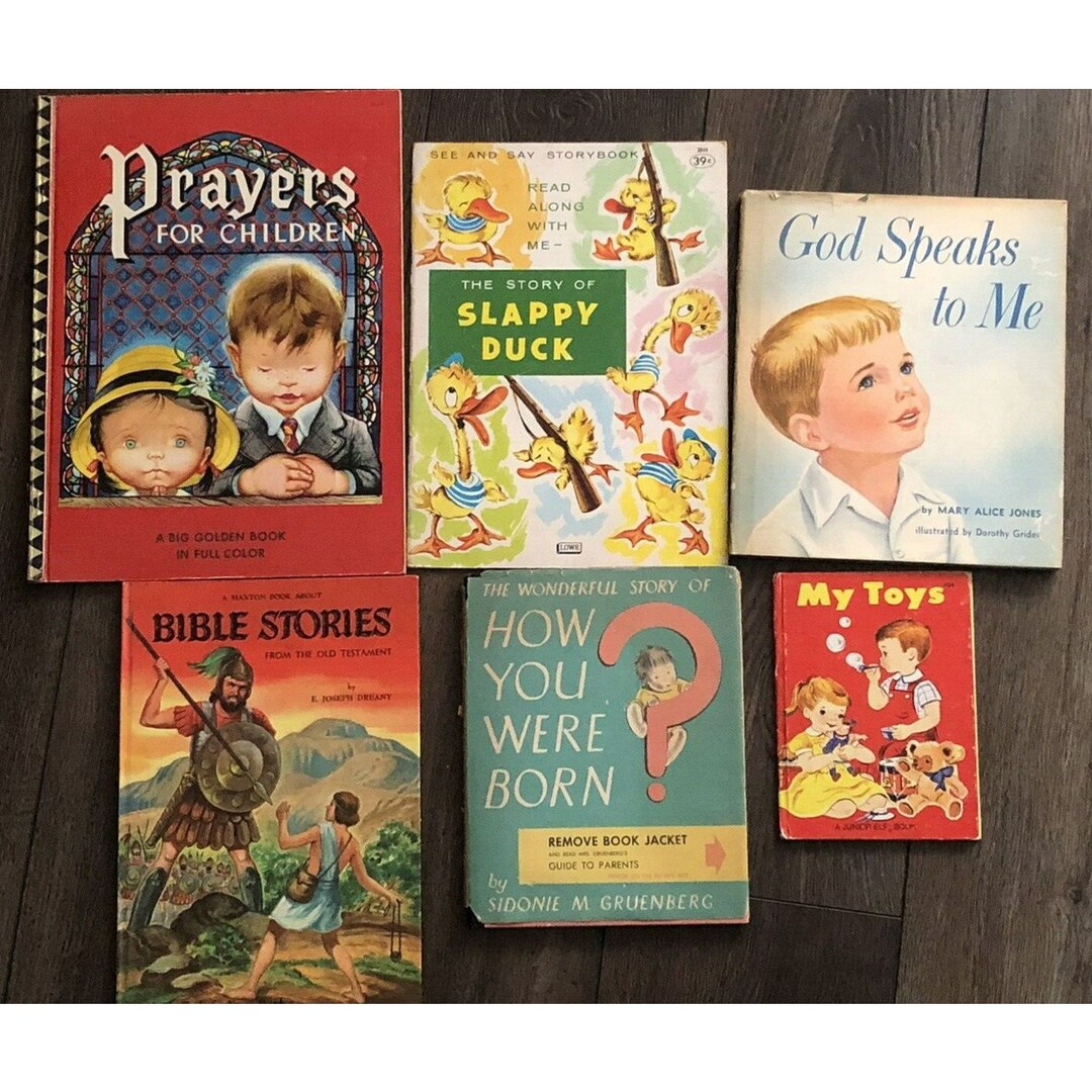 Lot of 6 VINTAGE Christian Books Prayers for Children Bible Stories God ...