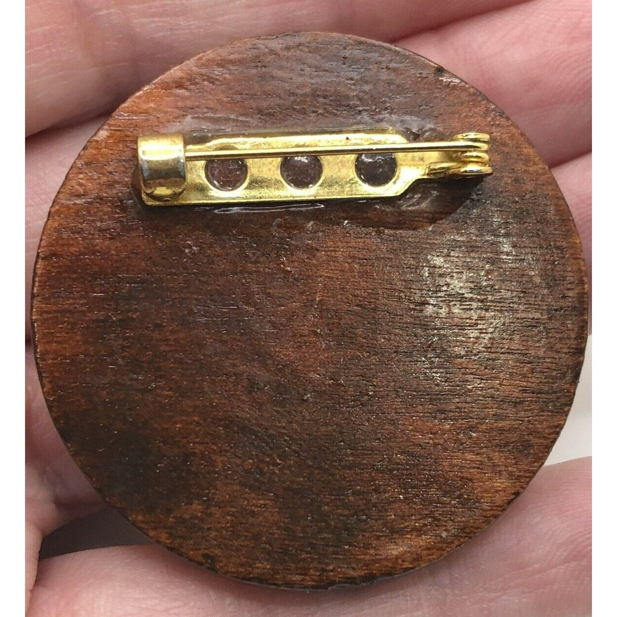 Vintage Round Pin Brooch Folk Art Wooden Hand Painted Girl - Etsy