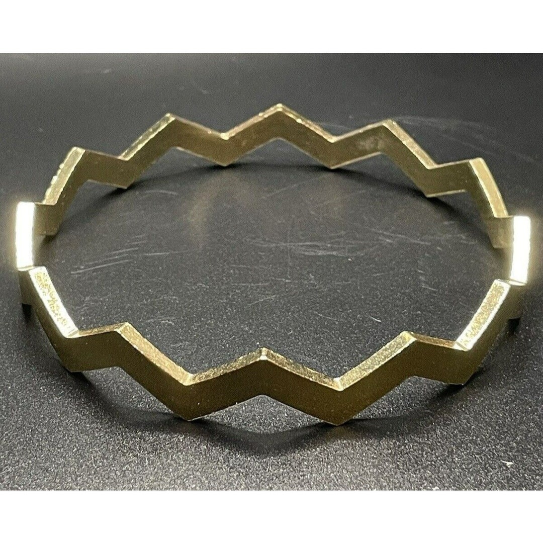 Vintage Large Gold Tone Bold Zig Zag Cuff Bangle Bracelet Stackable Forearm - Etsy