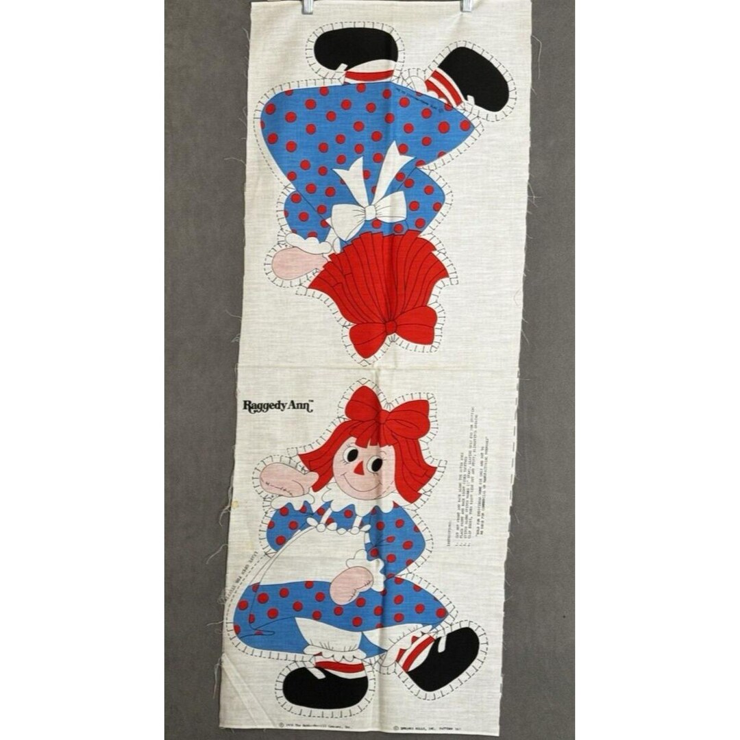 Vintage 70s Raggedy Ann Fabric Panel Cut and Stitch Doll Pillow 1978 ...