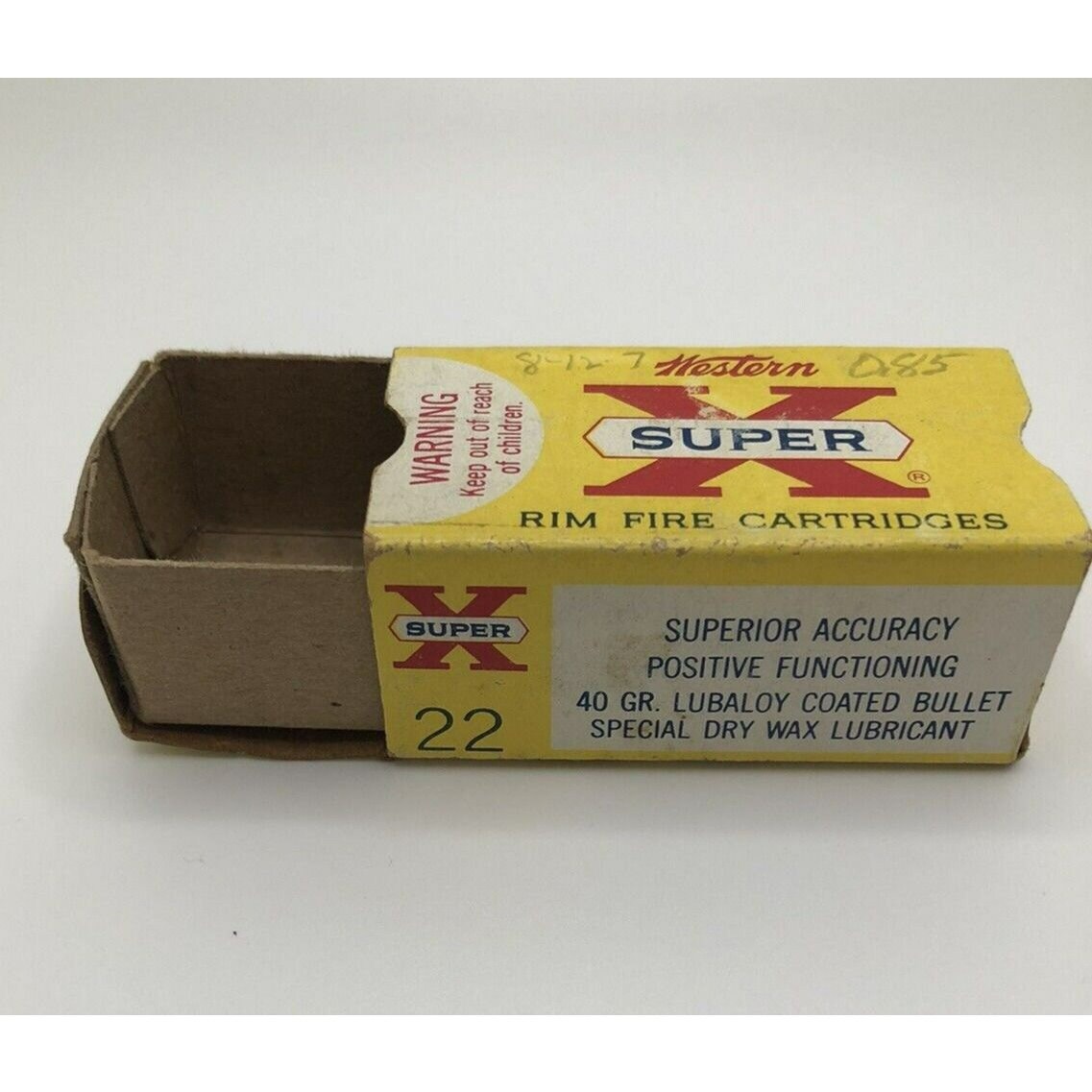 Vintage Western 22 Long Rifle Rim Fire Cartridges Super-x Box (EMPTY ...