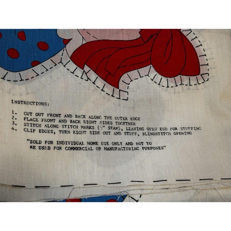 Vintage 70s Raggedy Ann Fabric Panel Cut and Stitch Doll Pillow 1978 ...